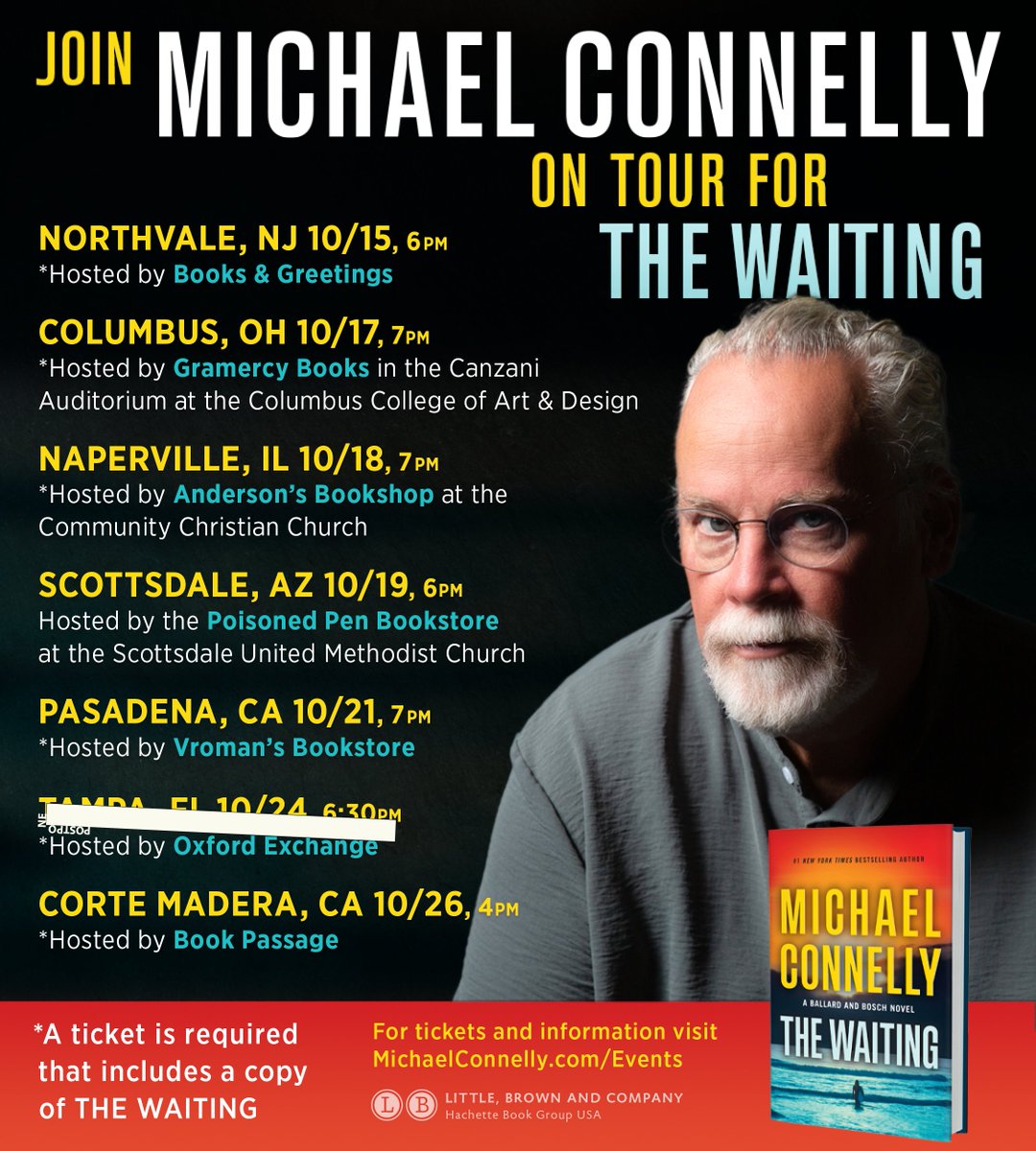 THE WAITING Book Tour Begins October 15 - Michael Connelly